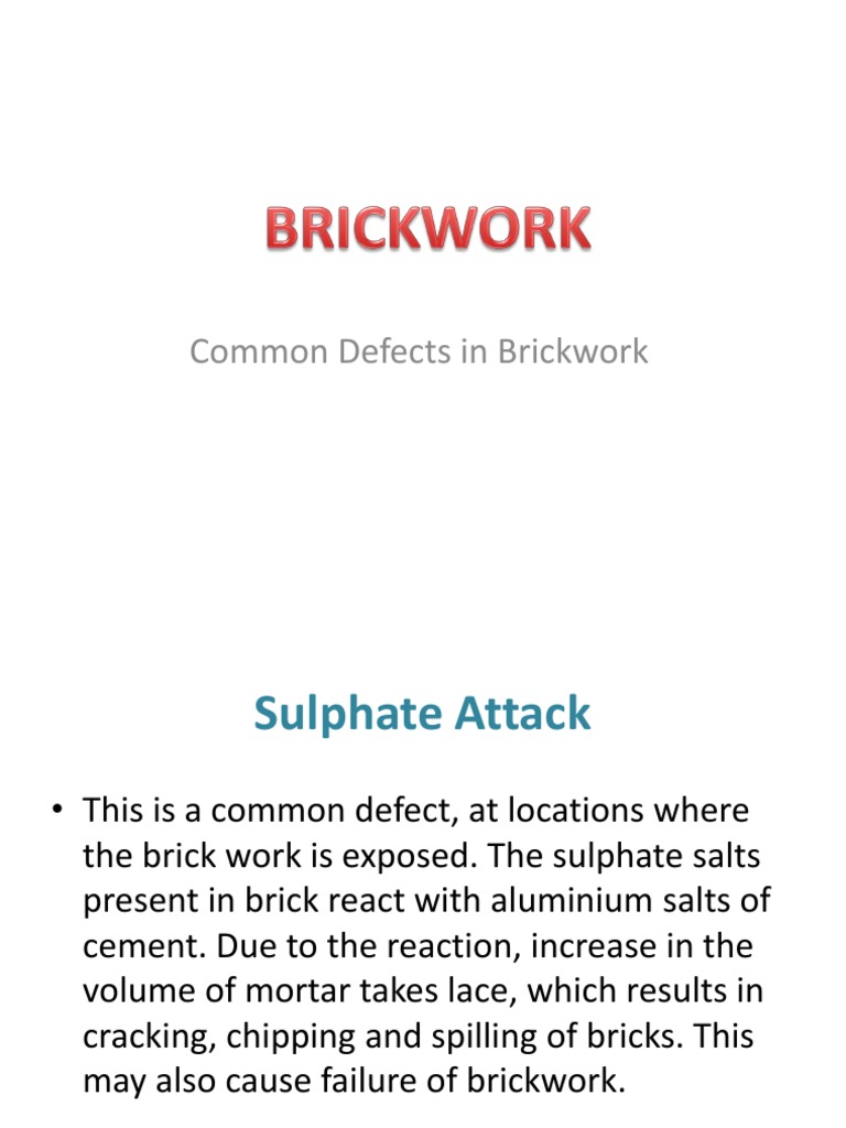 Common Defects in Brickwork | PDF | Brick | Mortar (Masonry)