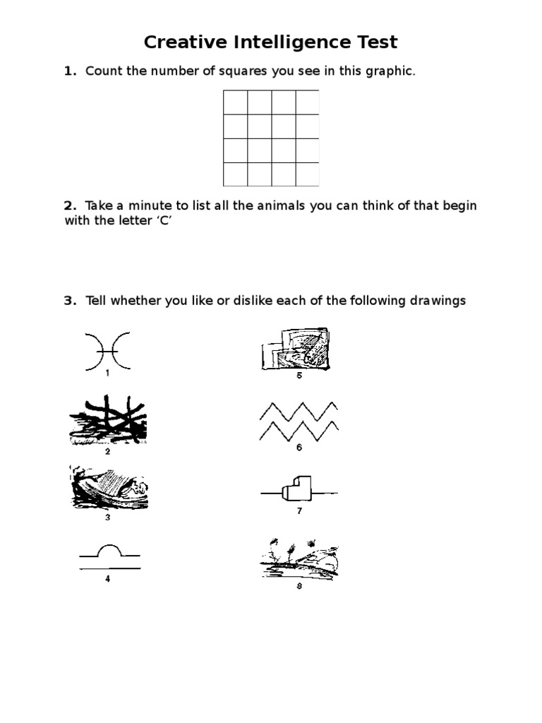 Creativity Intelligence Test | PDF | Creativity | Intelligence