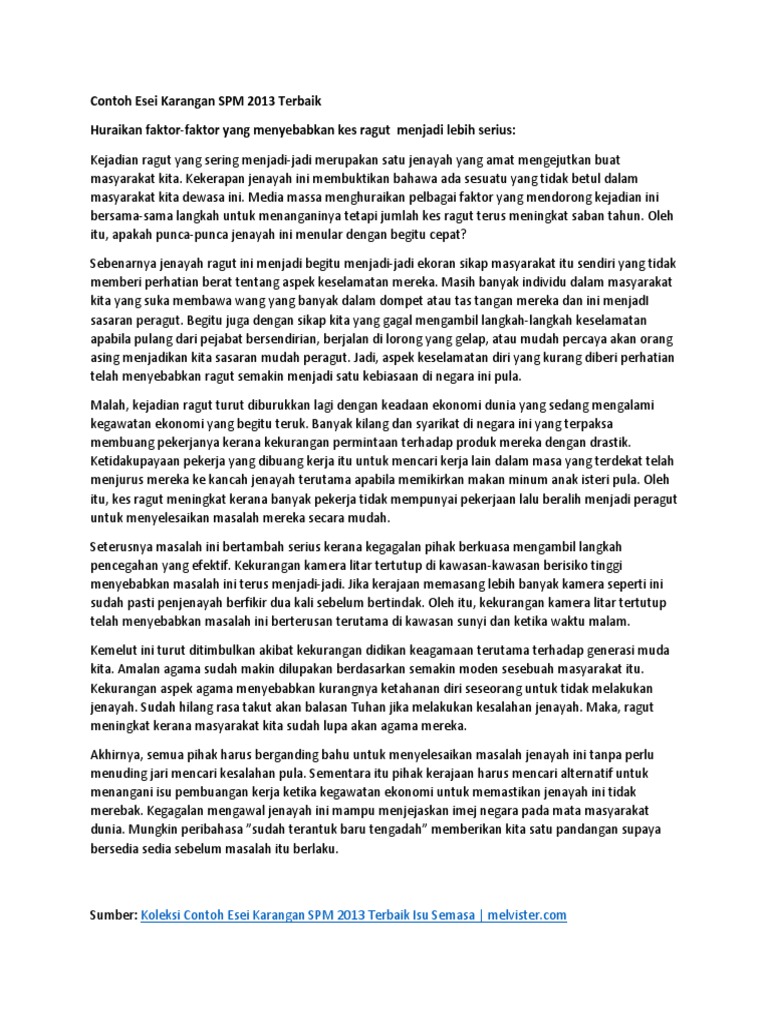 Karangan Kes Ragut | PDF | Ilmu Sosial