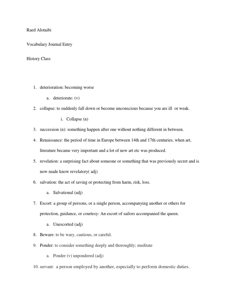 Example of A Vocabulary Journal Entry | PDF | Language Mechanics ...