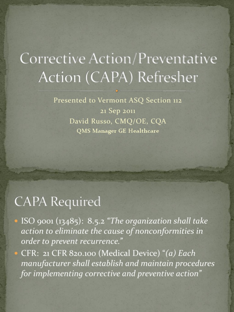 CAPA Systems for Quality Managers | PDF | Chemical Reactor | Energy And ...