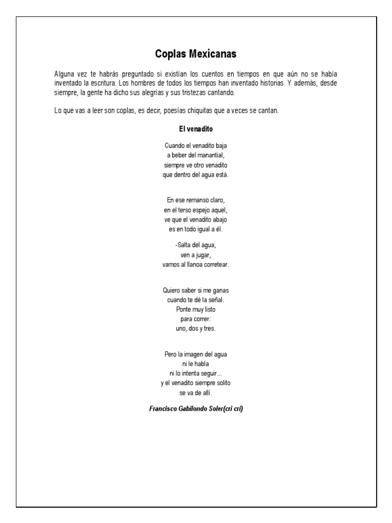 Coplas Mexicanas: Tradición y Creatividad | PDF