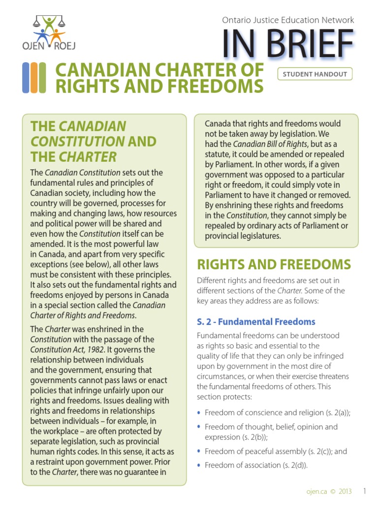 Canadian Charter of Rights and Freedoms | PDF | Constitution | Civil ...
