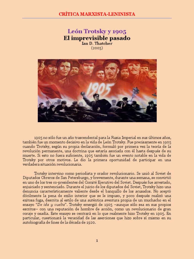 Thatcher - Leon Trotsky y 1905 (2005) | PDF | Leon Trotsky | Vladimir Lenin