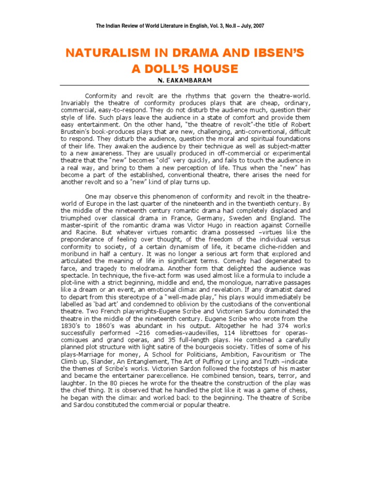 Naturalism in Drama and Ibsens A Dolls House | PDF | A Doll's House ...