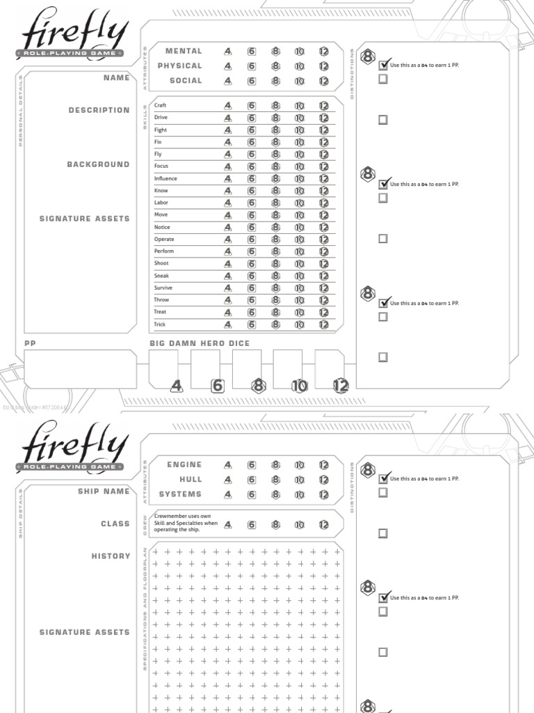 Firefly RPG Sheets (Cortex System) | PDF