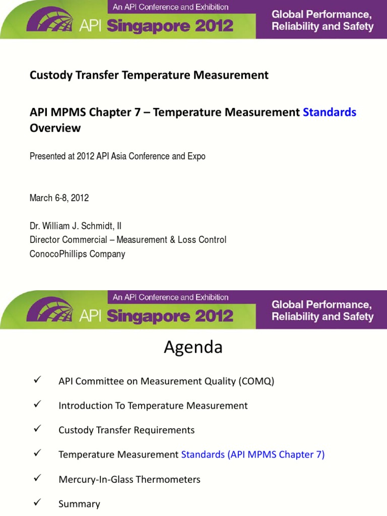 Custody Transfer Temperature Measurement API MPMS Ch. 7 | PDF ...