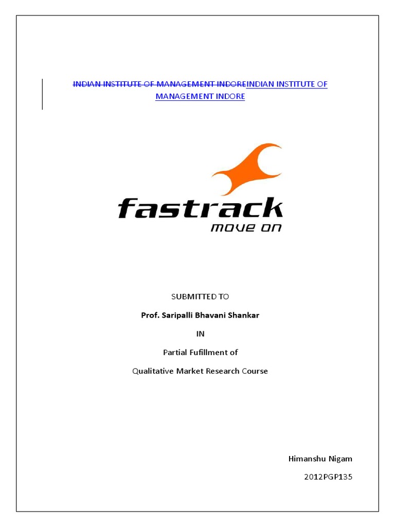 Himanshu - Nigam - QMR IA | PDF | Focus Group | Brand