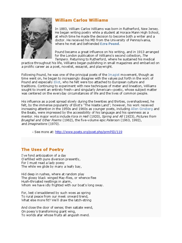 William Carlos Williams: Poet and Physician | PDF | Poetry | Arts (General)