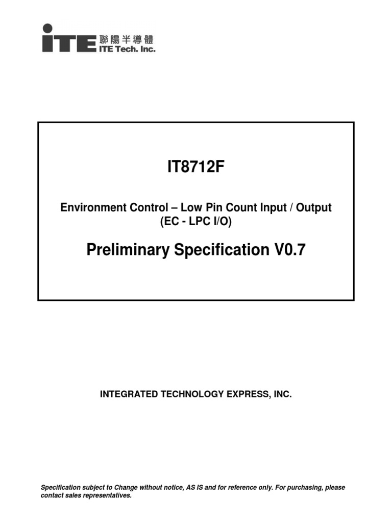 Environment Control - Low Pin Count Input / Output (Ec - LPC I/O) | PDF ...