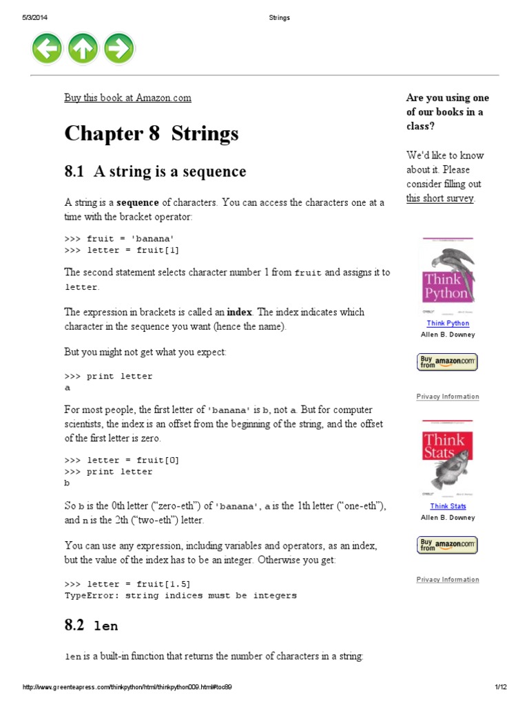 Chapter 8 Strings 8 1 A String Is A Sequence Pdf String Computer Science Sequence