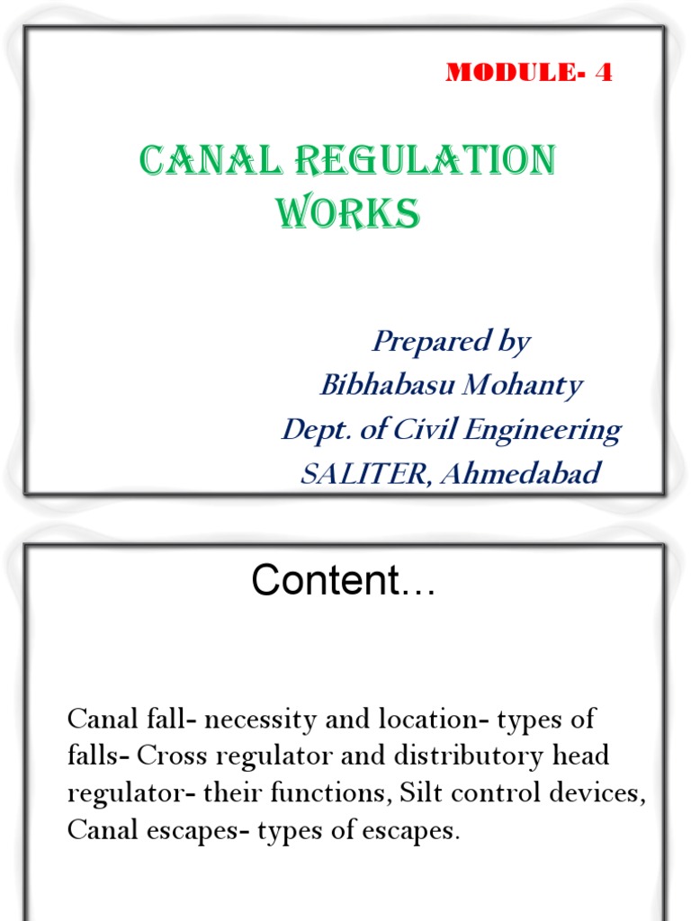 Regulation Structures for Canal Water Management | PDF | Canal | Masonry