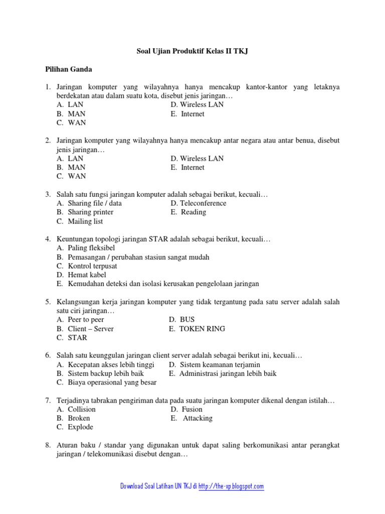 Soal Latihan TKJ Kelas XI | PDF