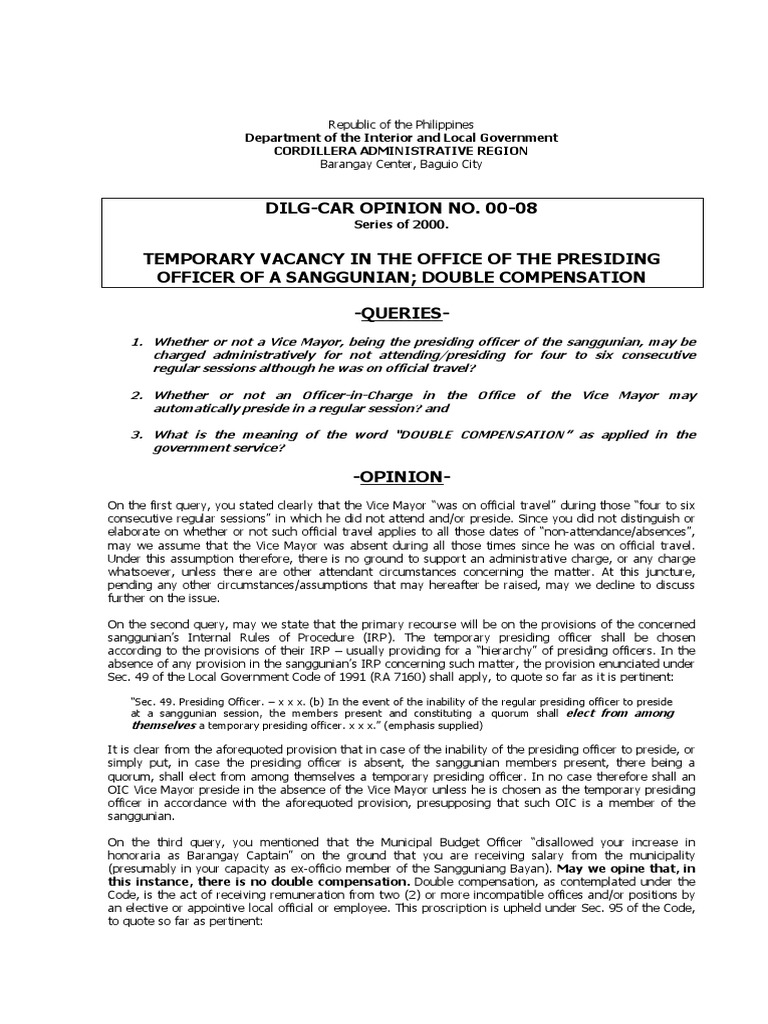 Opinion2000-08 Double Compensation | PDF | Government Information ...