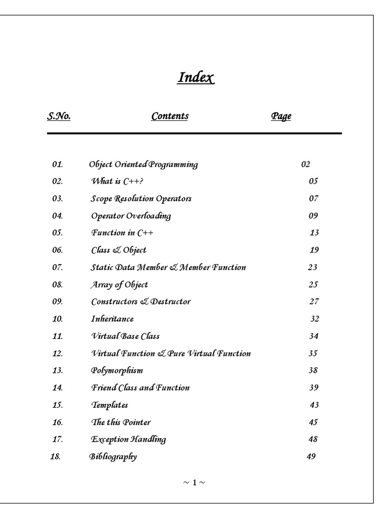 C++ With Index | C++ | Constructor (Object Oriented Programming)