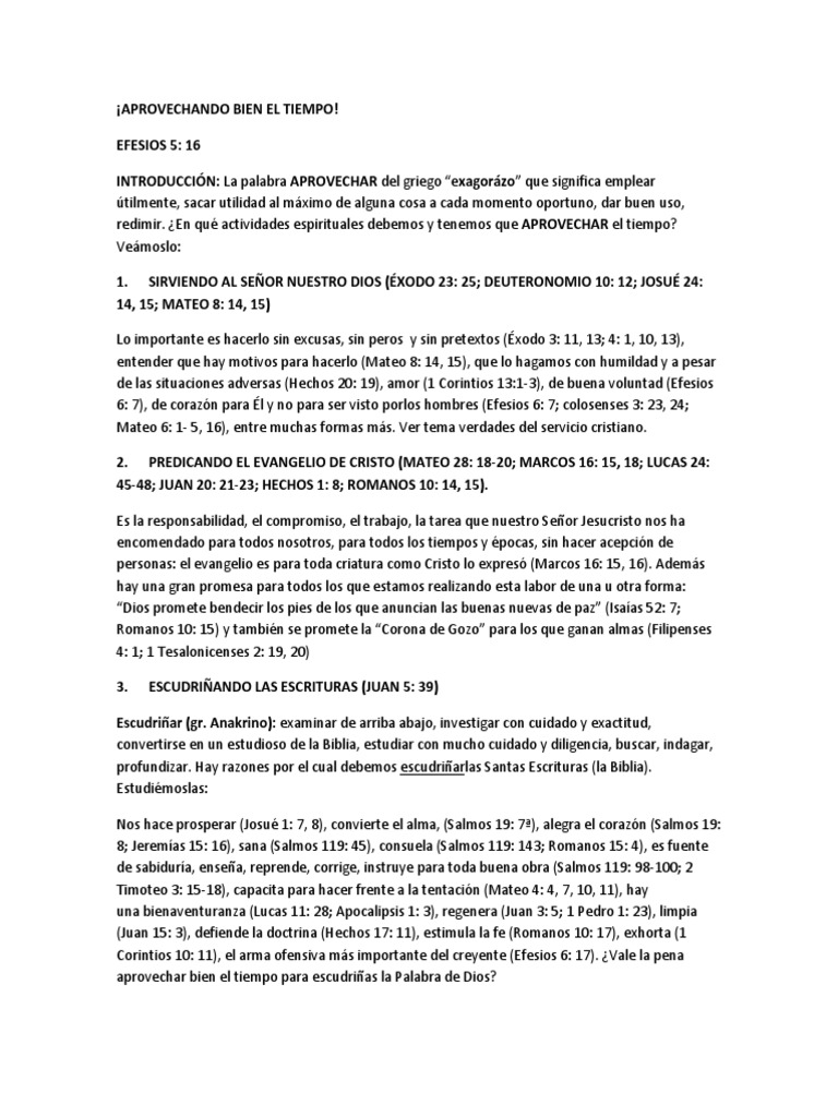 Aprovechando Bien El Tiempo | PDF | Epístola a los efesios | Evangelios Aprovechando Bien El Tiempo | PDF | Epístola a los efesios | Evangelios