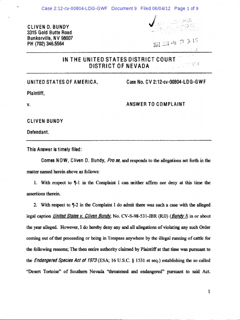 Bundy II Def Answer | PDF | Career & Growth | Social Science