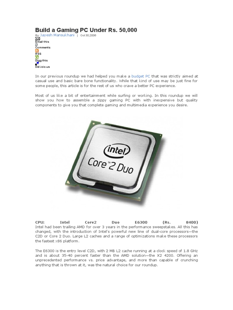 Build A Gaming PC Under Rs 50k | PDF | Computer Monitor | Microcomputers