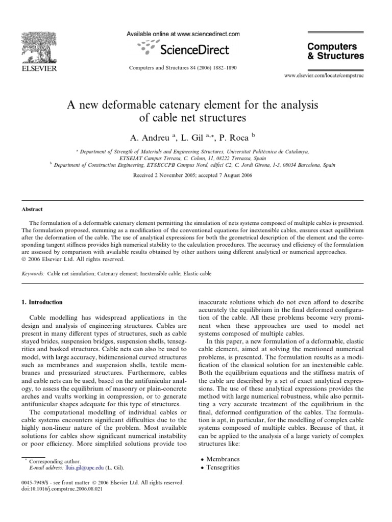 A New Deformable Catenary Element For The Analysis of Cable Net ...
