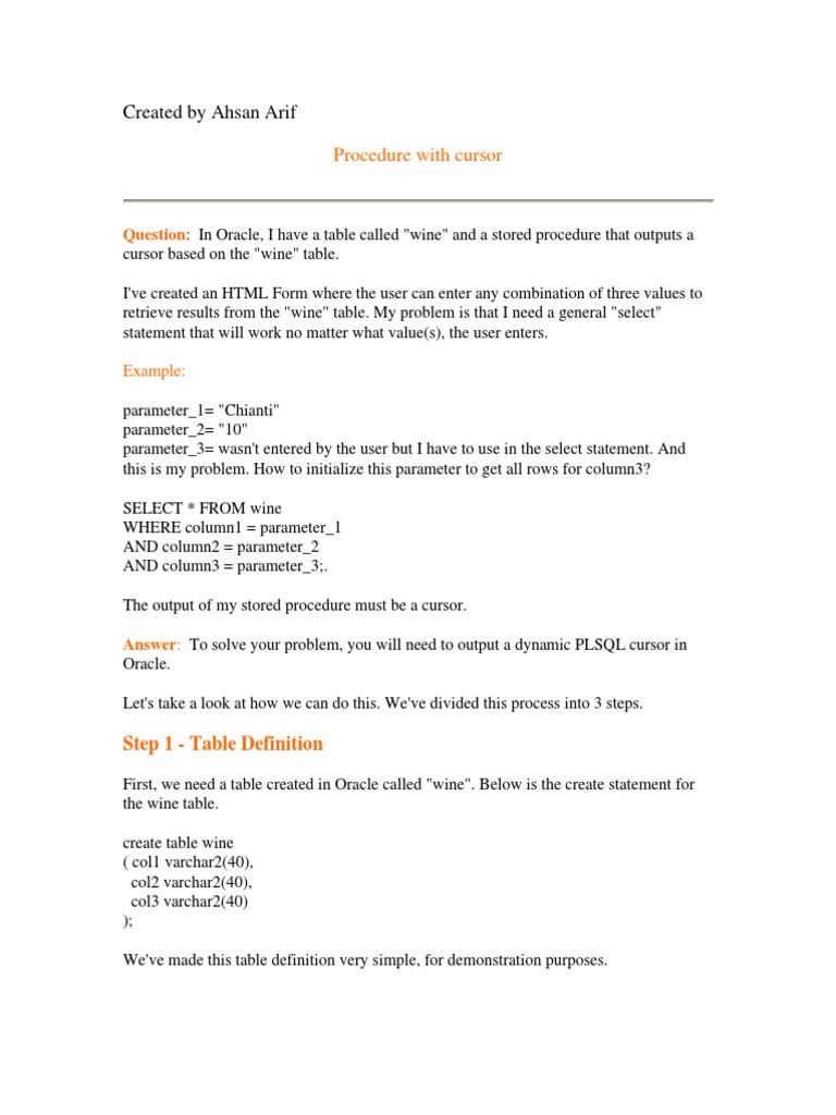 Generating A Dynamic Sql Cursor Based On User Entered Search Parameters Pdf Software