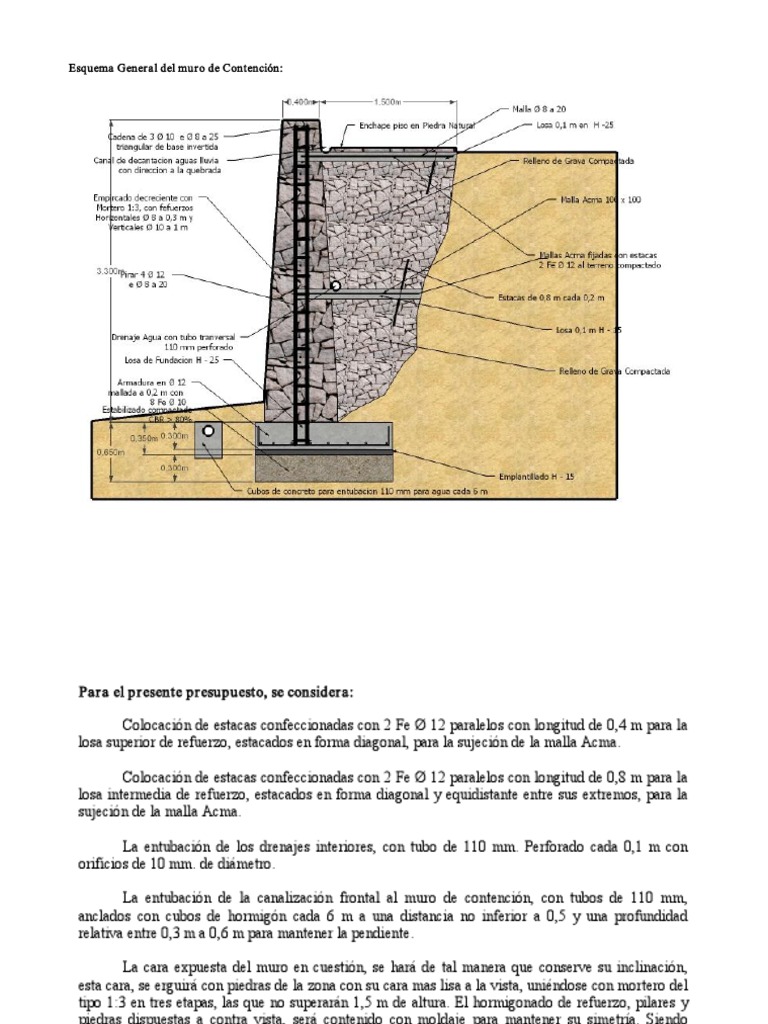 Esquema General Del Muro de Contención | PDF