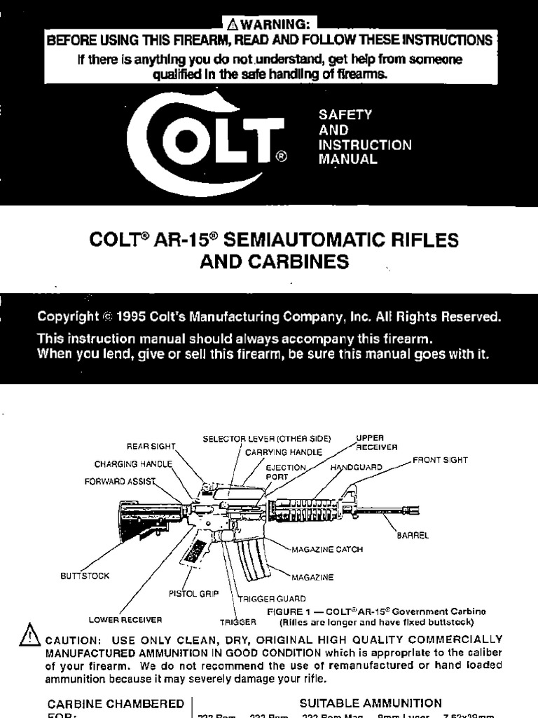 Colt AR-15 Owners Manual | PDF | Rifle