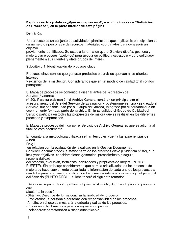 Explica Con Tus Palabras Que Es Un Proceso | PDF | Calidad (comercial ...