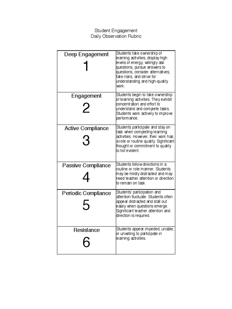 Student Engagement Rubric | PDF | Attention | Neuroscience