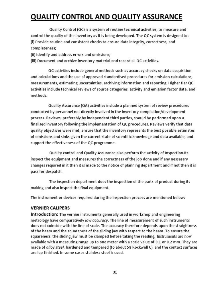 Quality Control and Quality Assurance | PDF