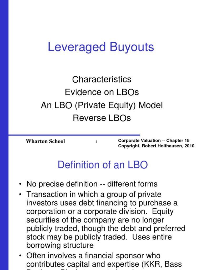 LBO Powerpoint | PDF | Leveraged Buyout | Business Valuation