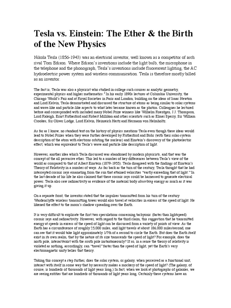 Tesla Vs Einstein. Einstein Was An Idiot and Fraud | PDF | Luminiferous ...