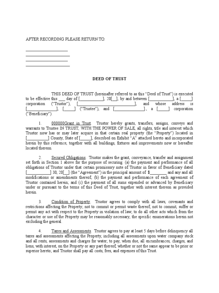 Deed of Trust Short Form | PDF