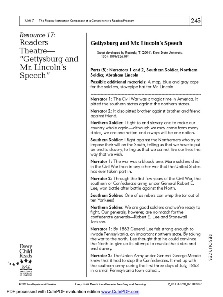Gettysburg Readers Theatre Script | PDF | Battle Of Gettysburg ...