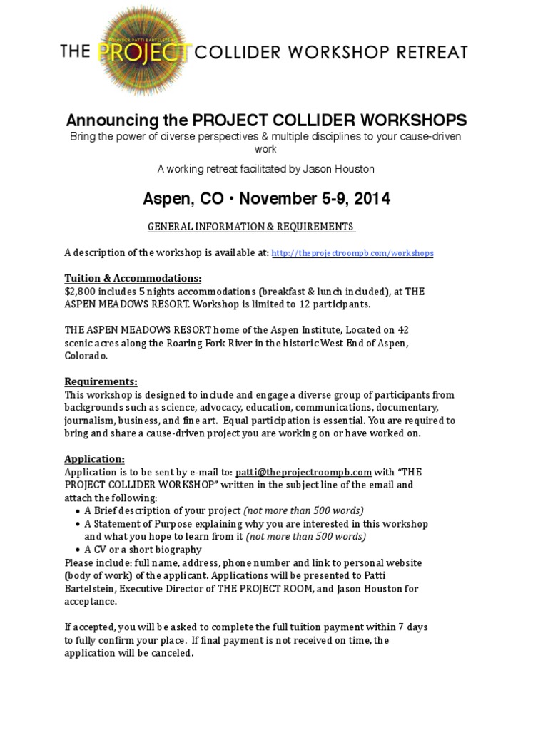 Project Collider Workshops in Aspen | PDF