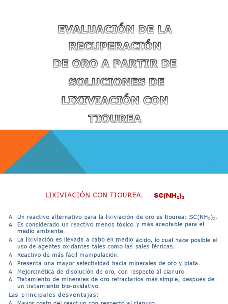 Lixiviacion Con Tiourea