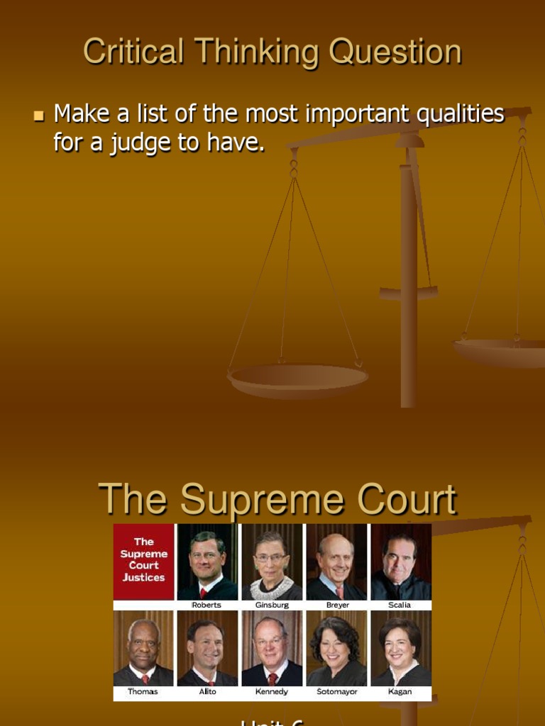 Qualities and Roles of Supreme Court Justices | PDF | Supreme Court Of ...