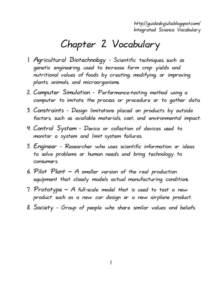 Integrated Science Vocabulary Guide | PDF | Business | Technology ...