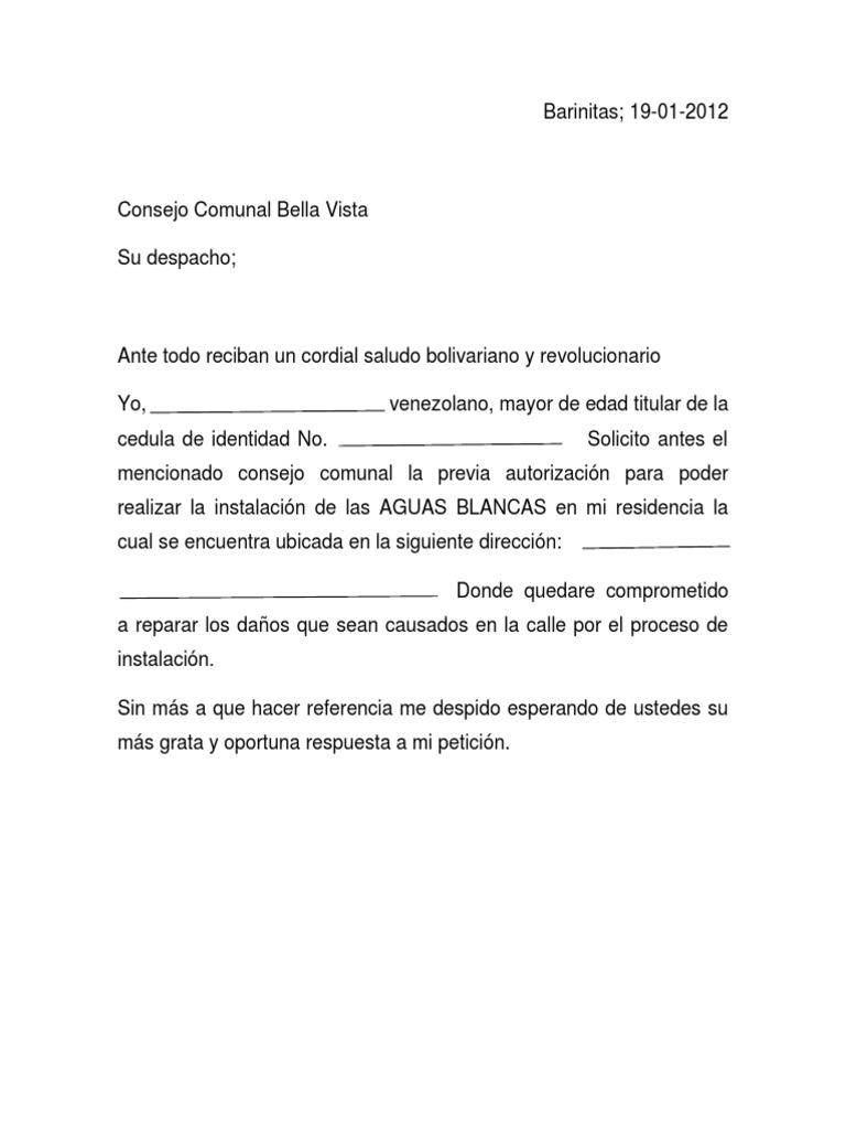 Formato de Permiso A (Consejo Comunal) | PDF