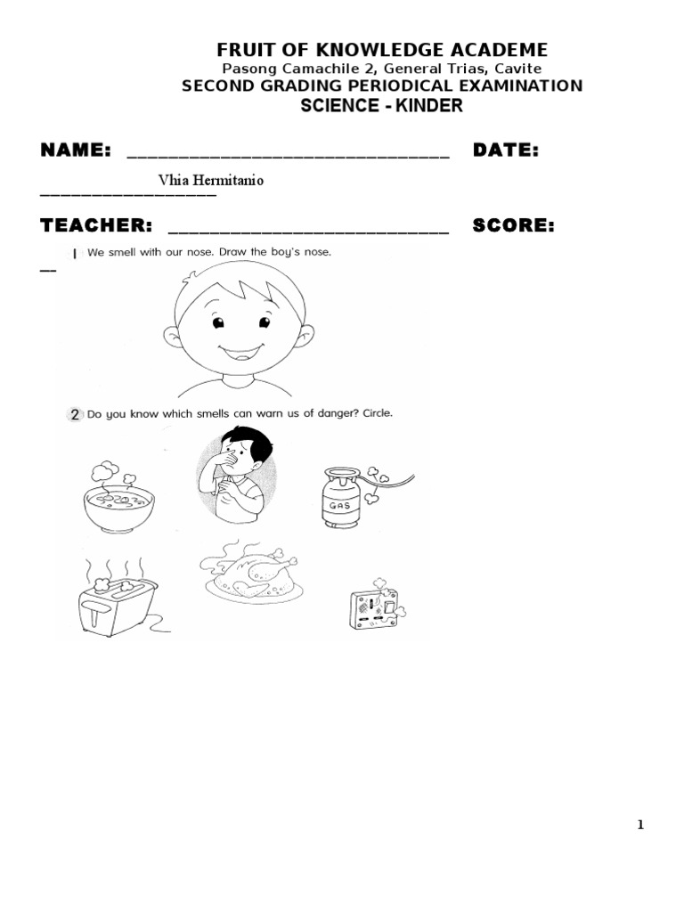 Kindergarten 2nd Quarter Science Exam | PDF