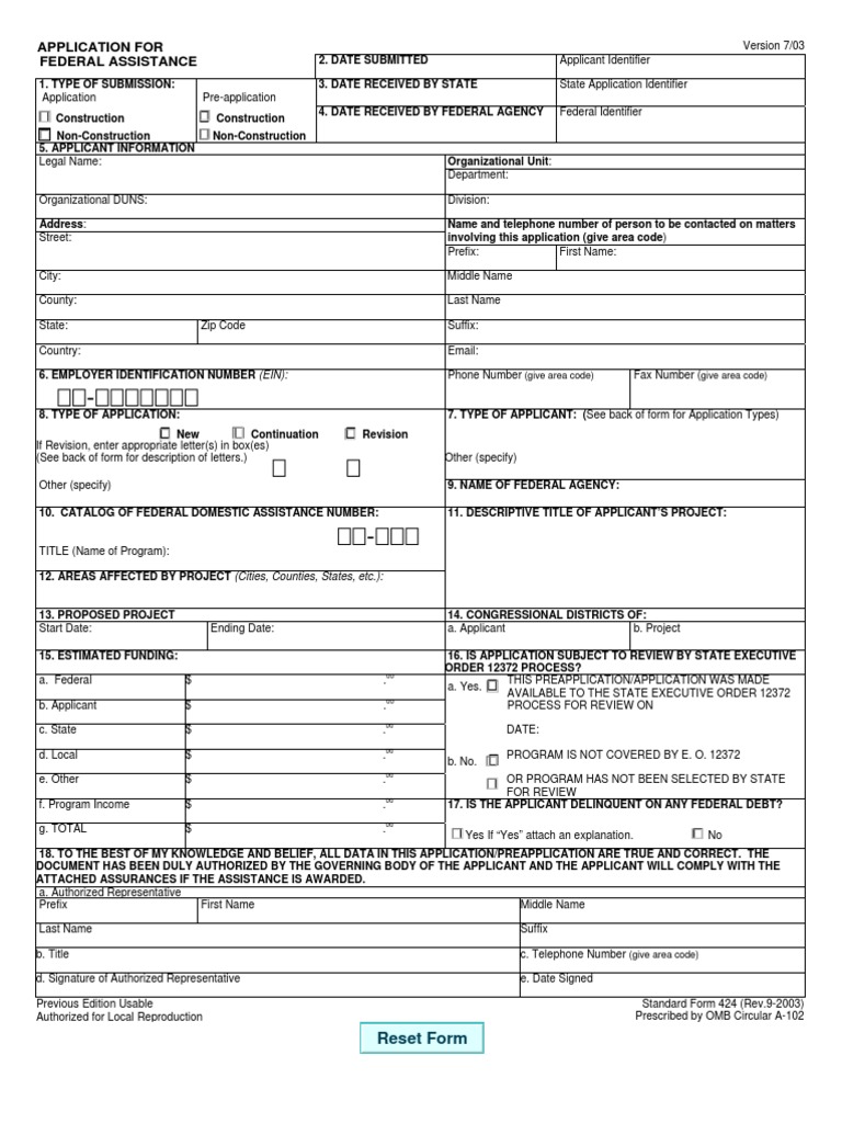 Application For Federal Assistance | PDF
