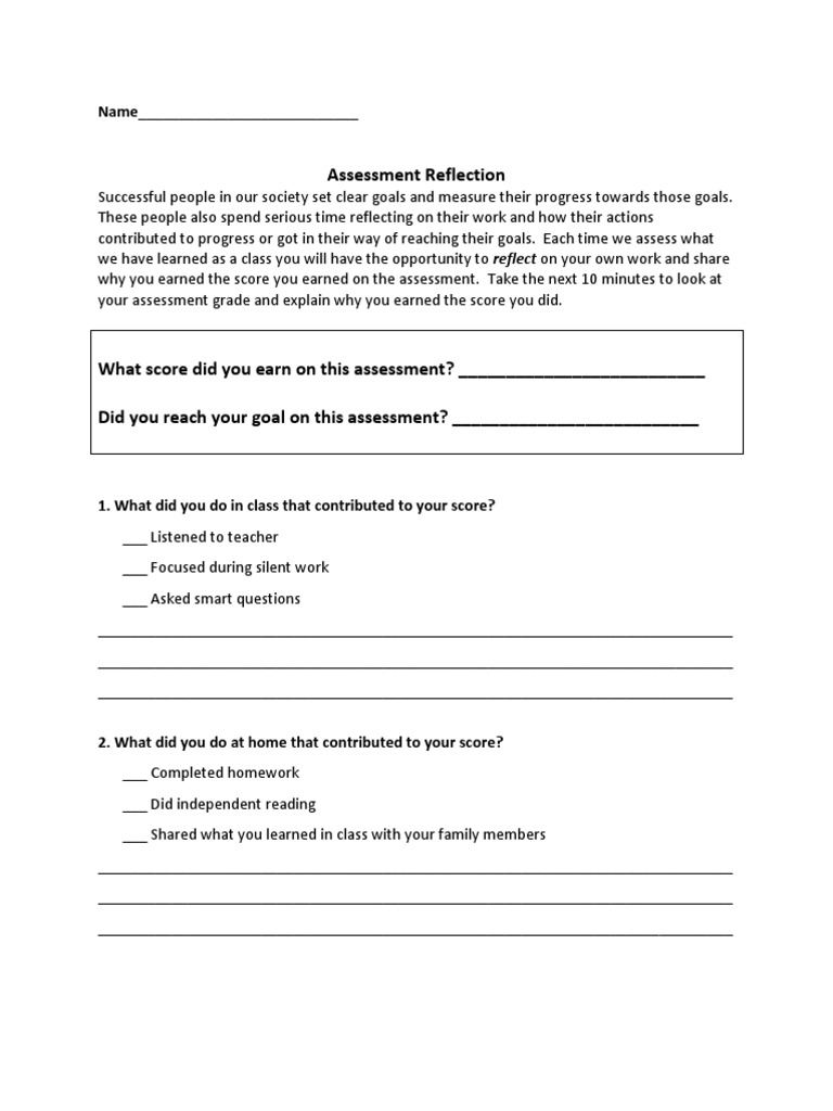 Assessment Reflection and Improvement Guide | PDF