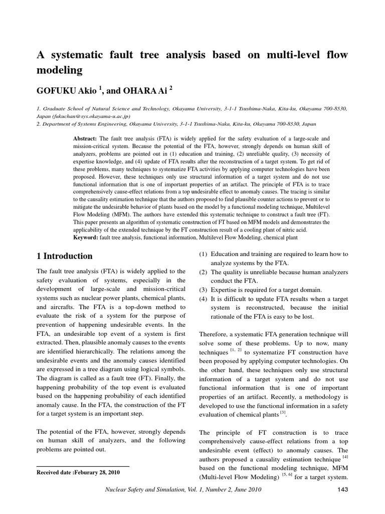 A Systematic Fault Tree Analysis Based On Multi-Level Flow Modeling ...