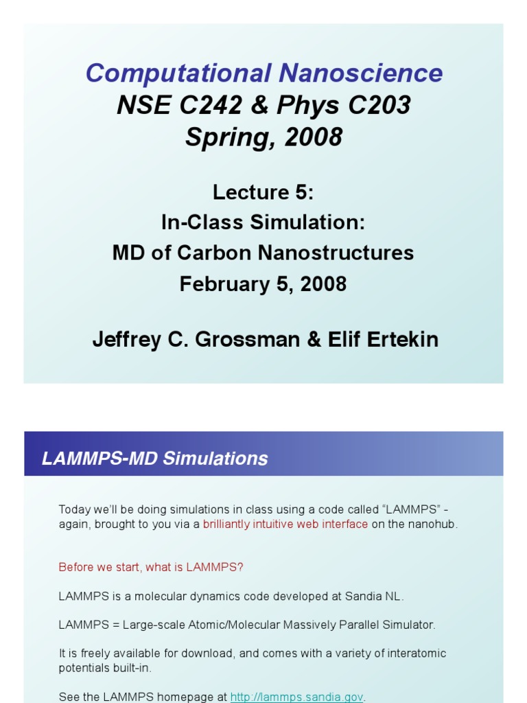 Molecular Dynamics | PDF | Molecular Dynamics | Carbon