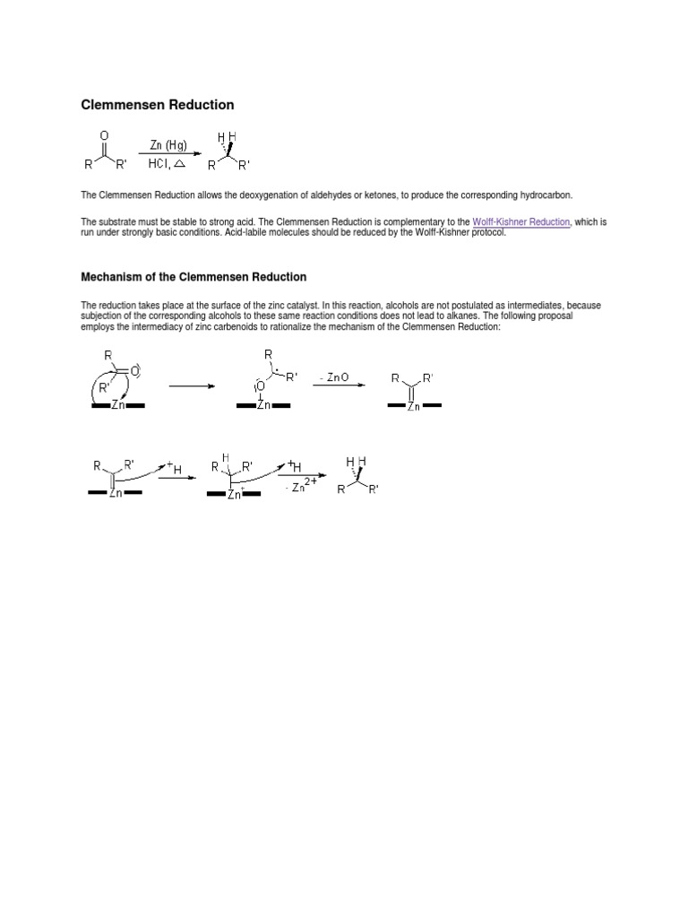 Clemmensen Reduction Mechanism | PDF