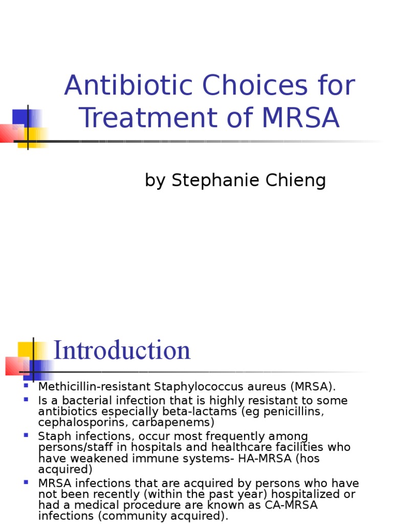 Antibiotic Choices For Treatment of MRSA | PDF | Methicillin Resistant ...