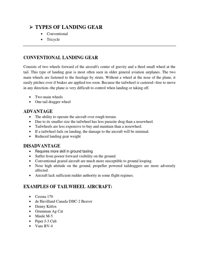 Types of Landing Gear | PDF | Landing Gear | Airplane