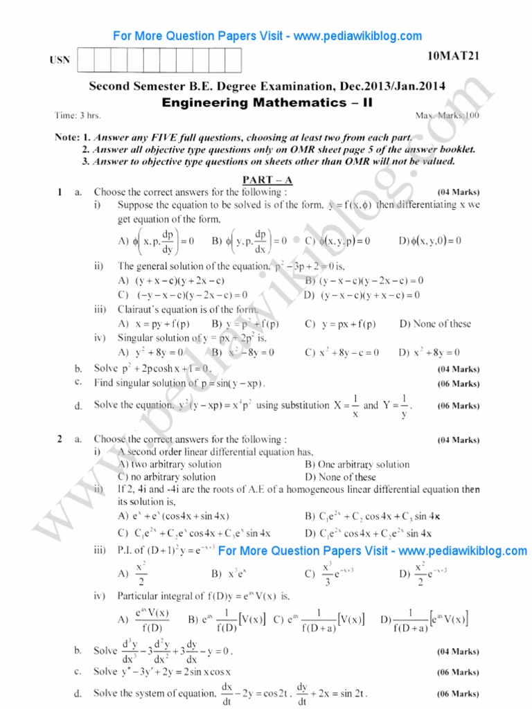 Engineering Mathematics 2 Jan 2014 | PDF | Rates | Analysis