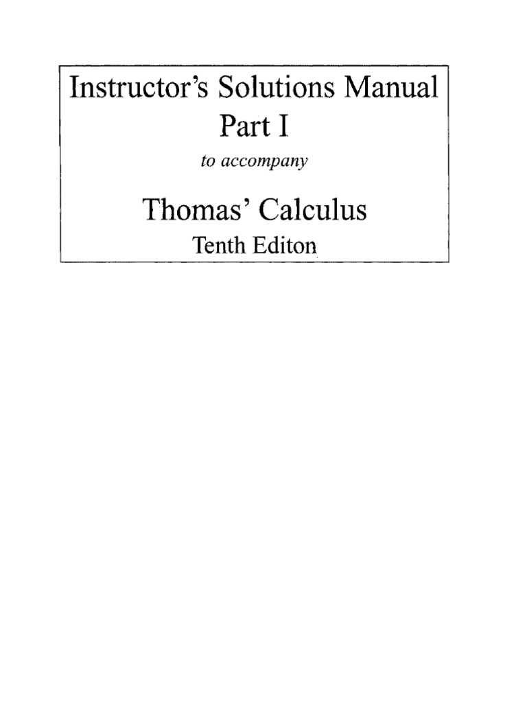 Calculus by Thomas Finney 10th Edition Solution Manual Part I | PDF ...