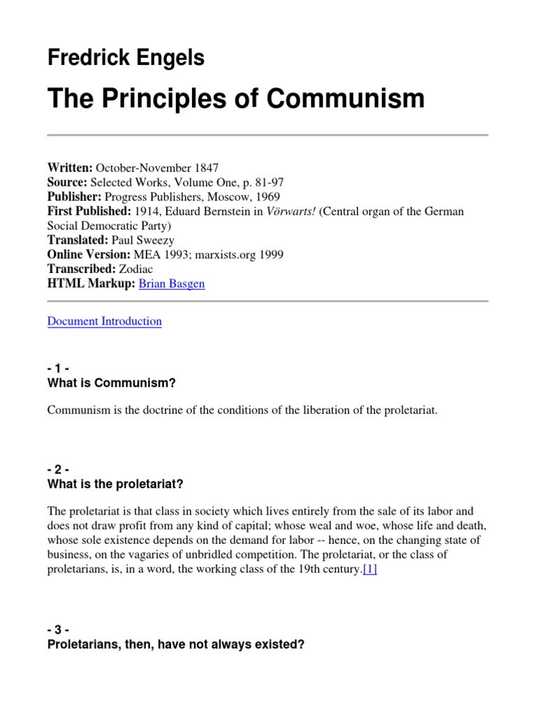 Engels Frederick The Principles of Communism | PDF | Communism ...