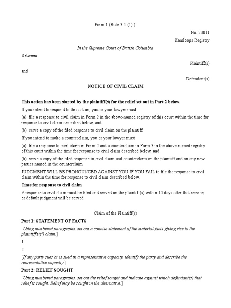 Notice of Claim | Judiciaries | Government